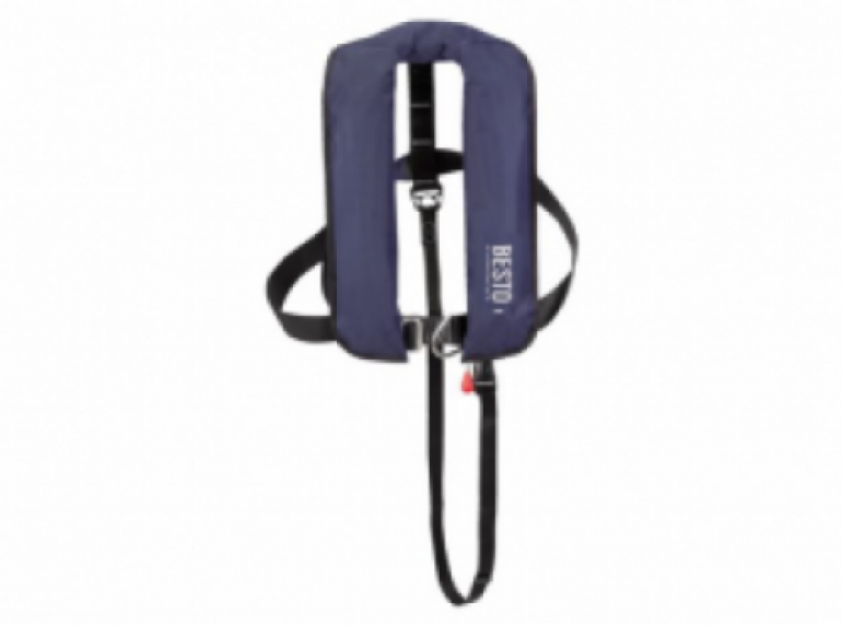 Besto Inflatable Life Jacket AUTO NAVY with HARNESS 40Kg+ 165N