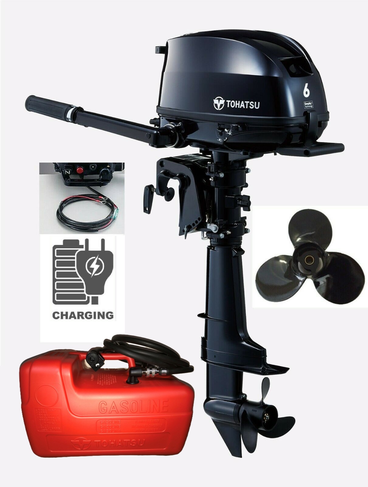 Tohatsu 6HP SAIL PRO Long Shaft 4 Stroke Outboard 12V Charging Sail ...